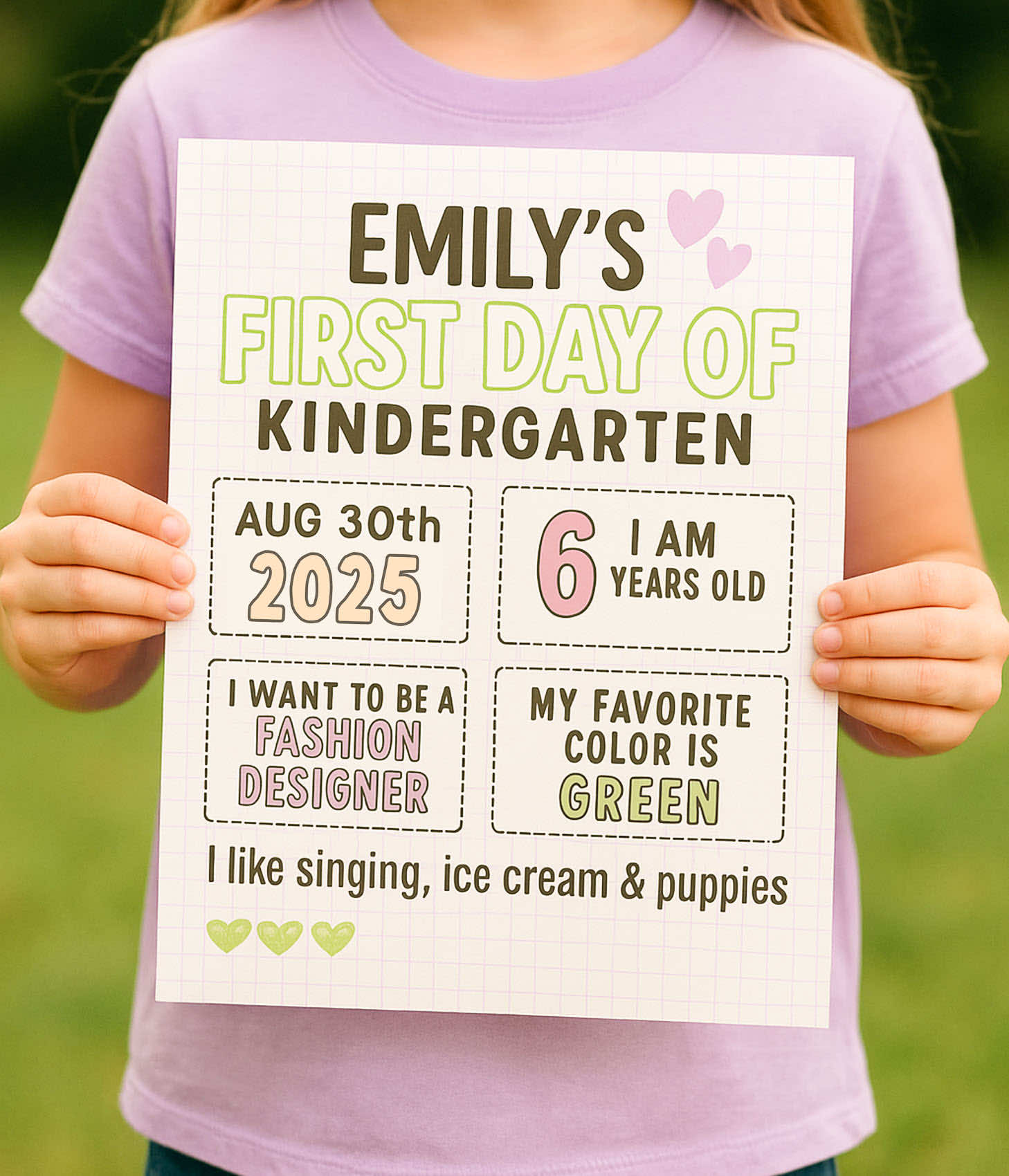 Free Printable First Day of School Sign for Girls